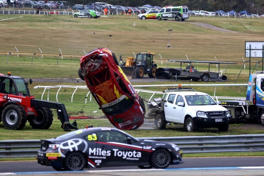 news: Huge crash abandons final Toyota 86 Sandown race - Speedcafe.com