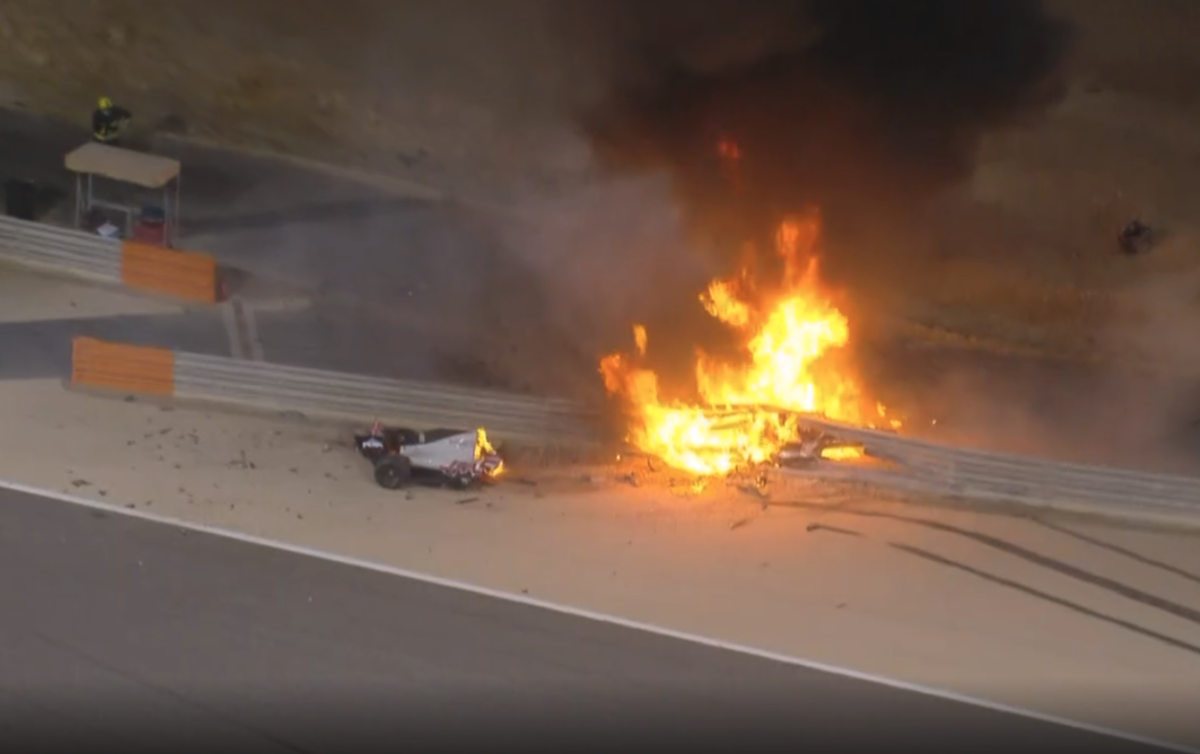 Fiery crash halts Bahrain Grand Prix seconds after start - Speedcafe.com