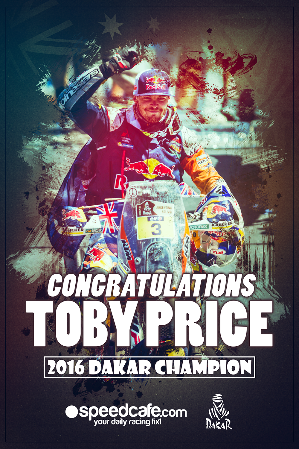 news: POSTER: Toby Price 2016 Dakar champion - Speedcafe.com