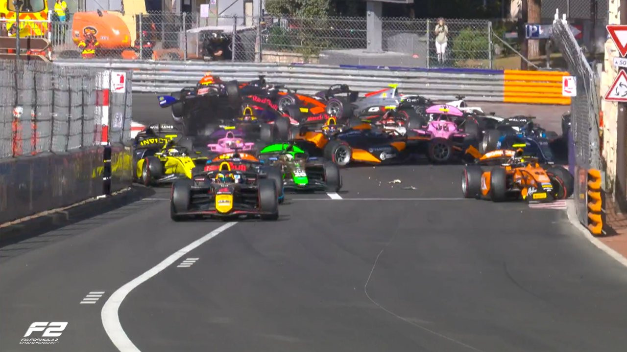F1 news: First turn Formula 2 crash jams Monaco streets - Speedcafe.com