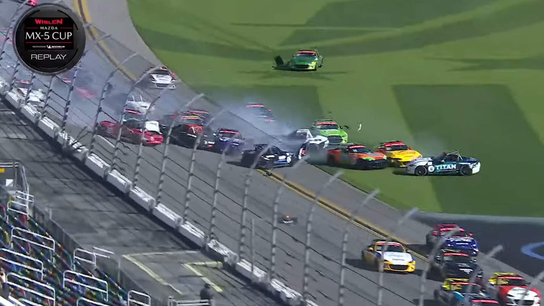 VIDEO: Massive Mazda MX-5 Cup crash at Daytona stops race - Speedcafe.com